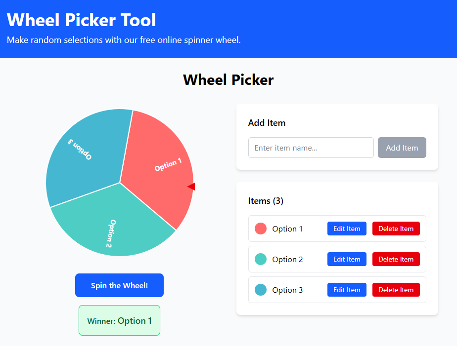 Spin Wheel - Random Decision Maker Tool